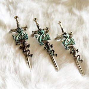 Medieval Dragon Pin Dragon Sword Kilt Pin Gree Dragon Celtic Dragon ...