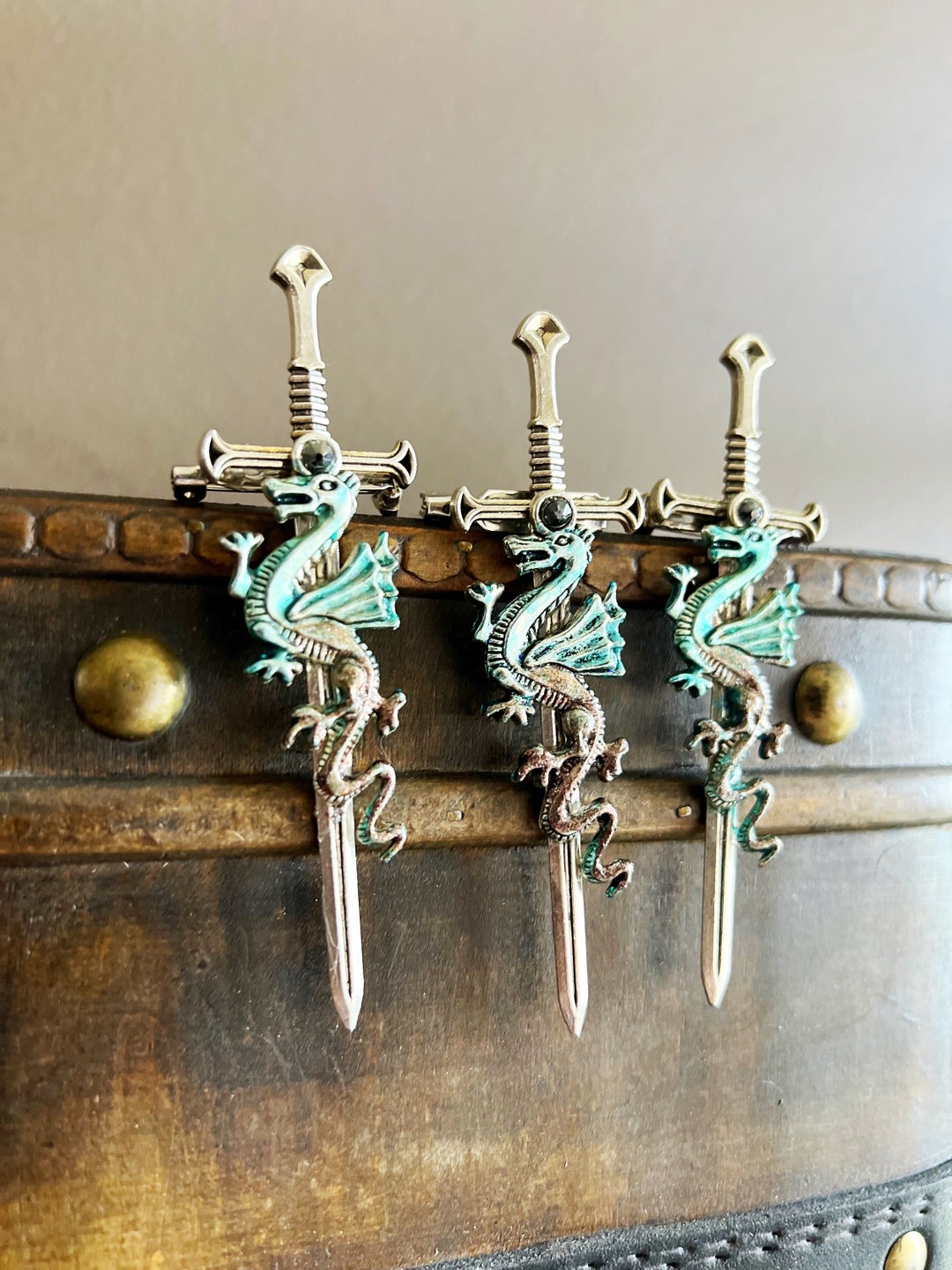 Medieval Dragon Pin Dragon Sword Kilt Pin Gree Dragon Celtic Dragon ...