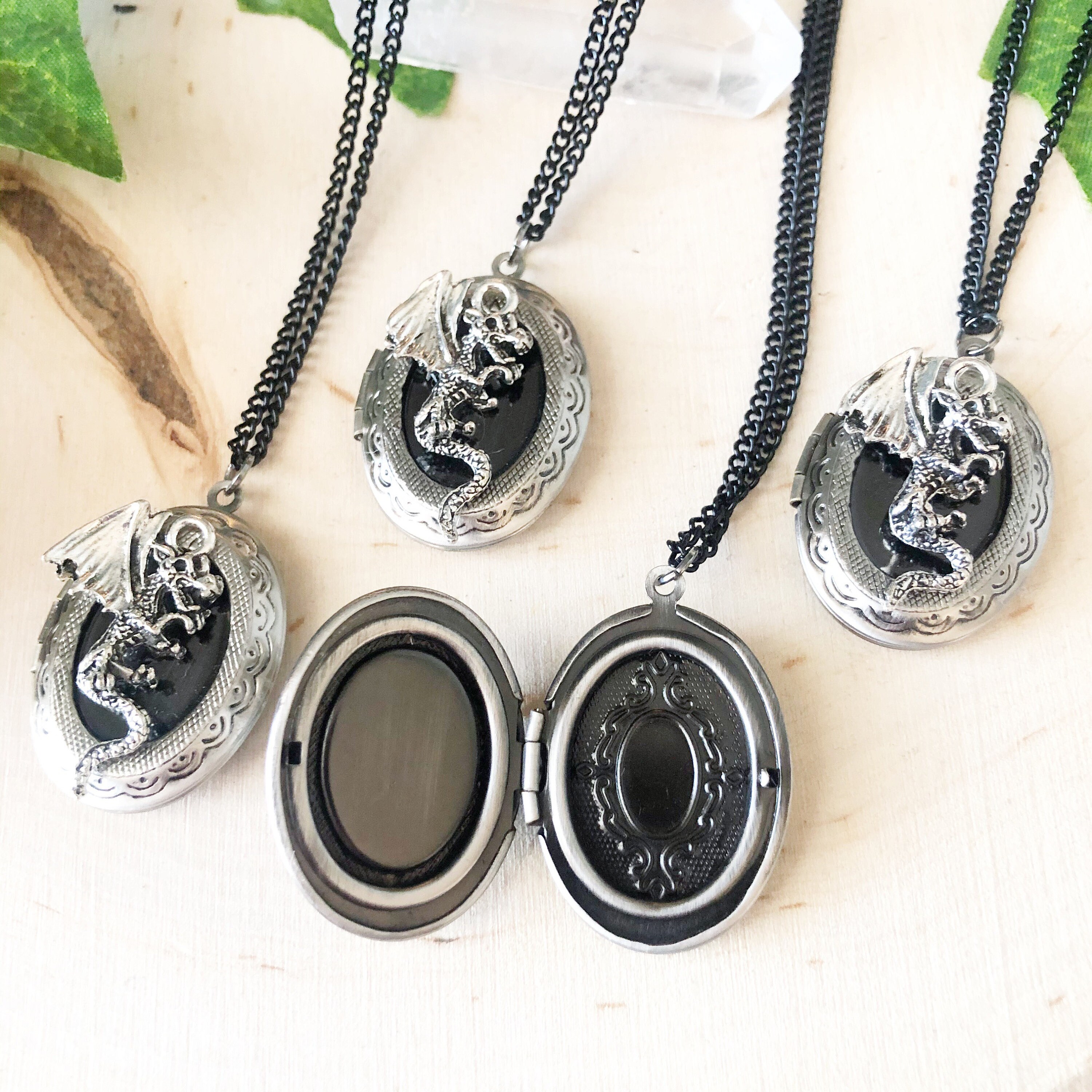 Black Dragon Necklace Dragon Locket Personalized Necklace | Etsy