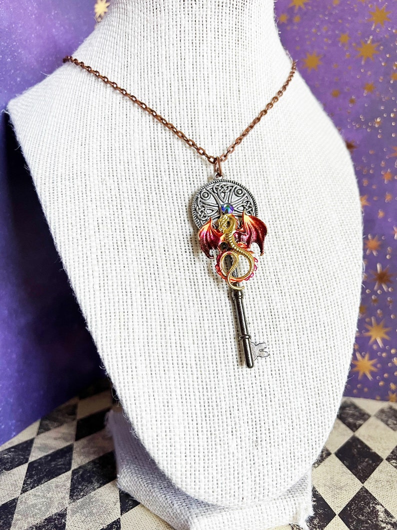 Crystal Dragon Key Dragon Necklace Dungeons and Dragons - Etsy