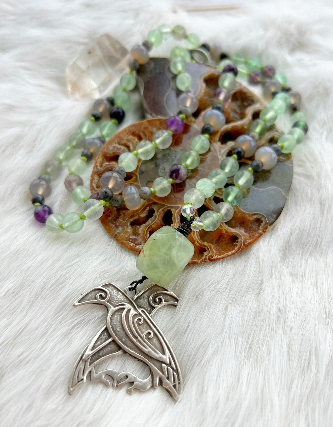 Fluorite Raven Necklace • Viking Necklace • Norse Mythology Raven ...