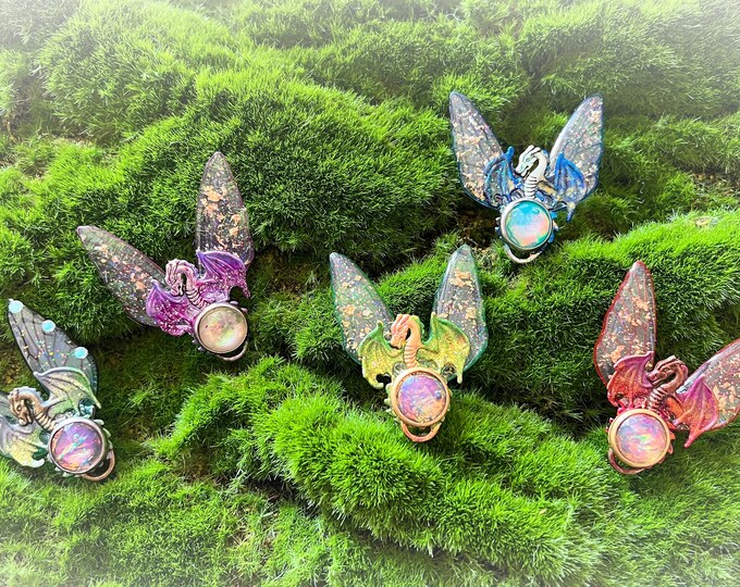 Dragon Fae Brooch Dragon Pin Crystal Celtic Dragon Dungeons and Dragons ...