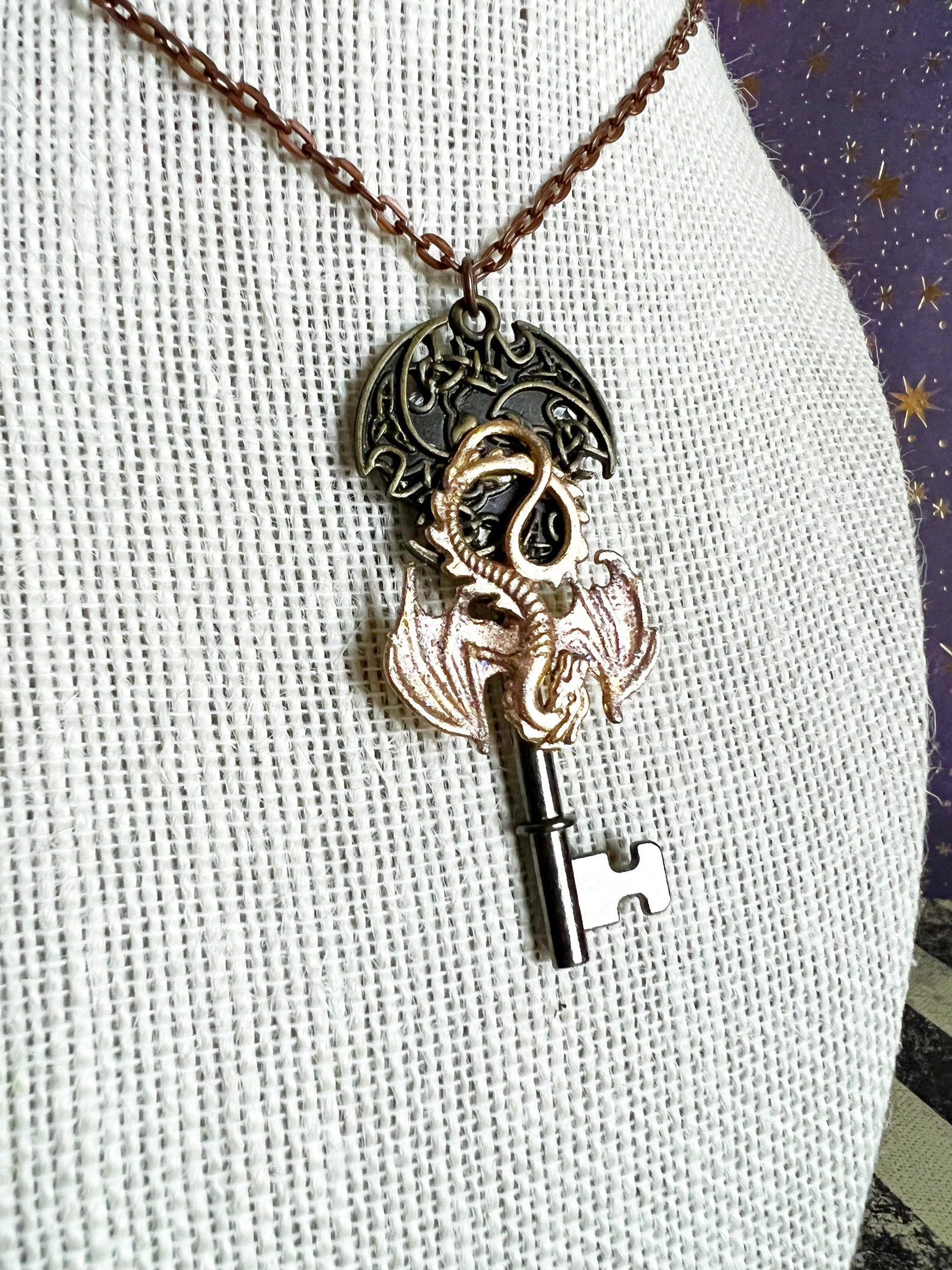 Crystal Dragon Key Dragon Necklace Dungeons and Dragons - Etsy