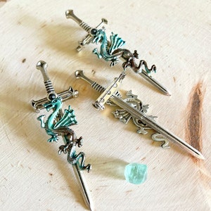 Medieval Dragon Pin Dragon Sword Kilt Pin Gree Dragon Celtic Dragon ...