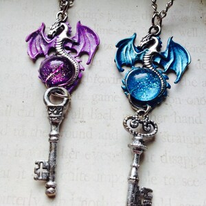 Blue Key Dragon Pendants Purple Dragon Key Fantasy Dragon Jewelry Role ...