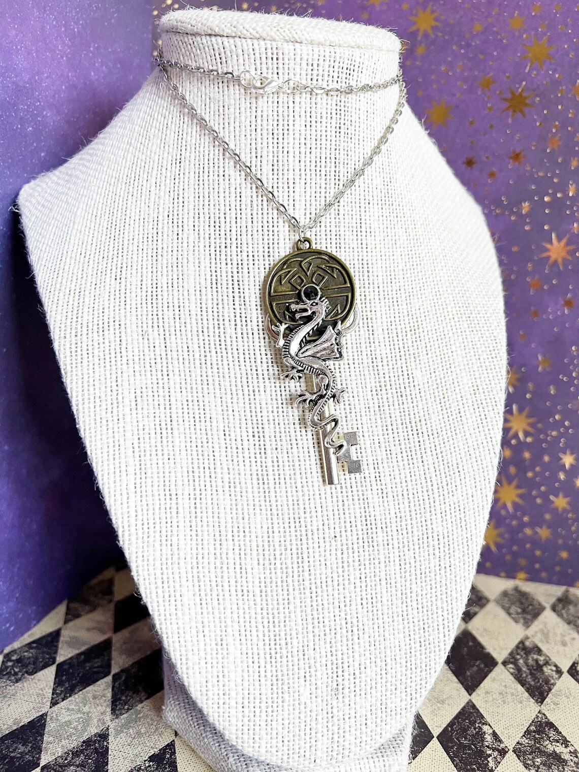 Crystal Dragon Key Dragon Necklace Dungeons and Dragons - Etsy