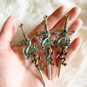 Medieval Dragon Pin Dragon Sword Kilt Pin Gree Dragon Celtic Dragon ...