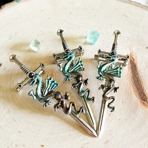 Medieval Dragon Pin Dragon Sword Kilt Pin Gree Dragon Celtic Dragon ...