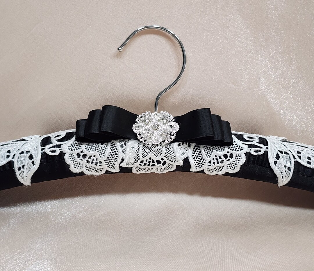 Bride Wedding Dress Hanger, Satin Wedding Hanger, Padded Hanger, Black ...