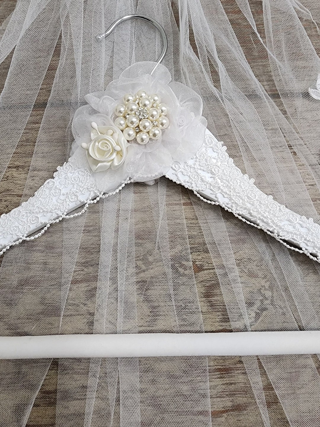 Bride Wedding Dress Hanger, White Wood Hanger, Veil Hanger, Bridal ...