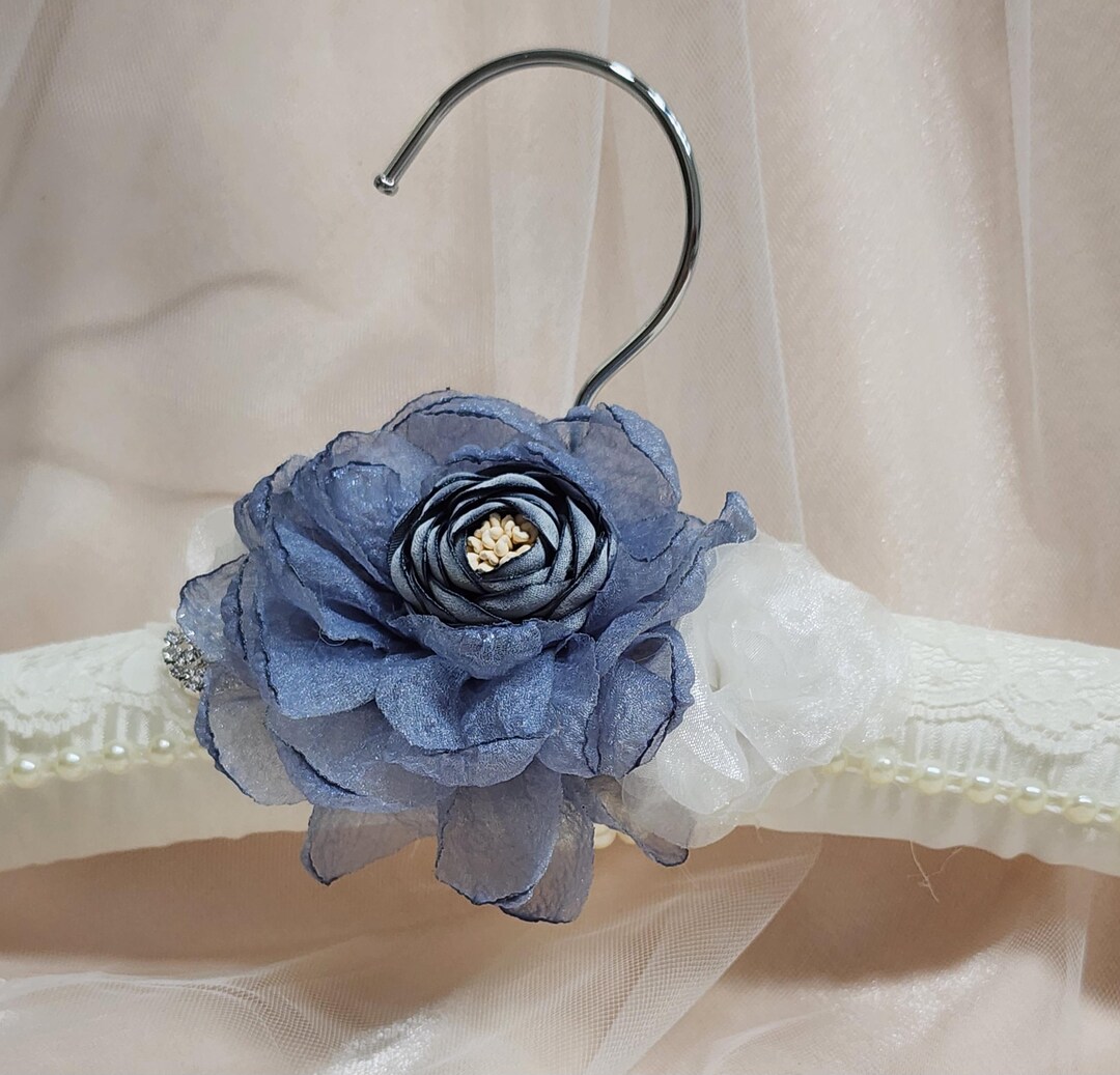 White Bridal Dress Hanger: Satin Lace Padded Hanger Flower Detail - Etsy