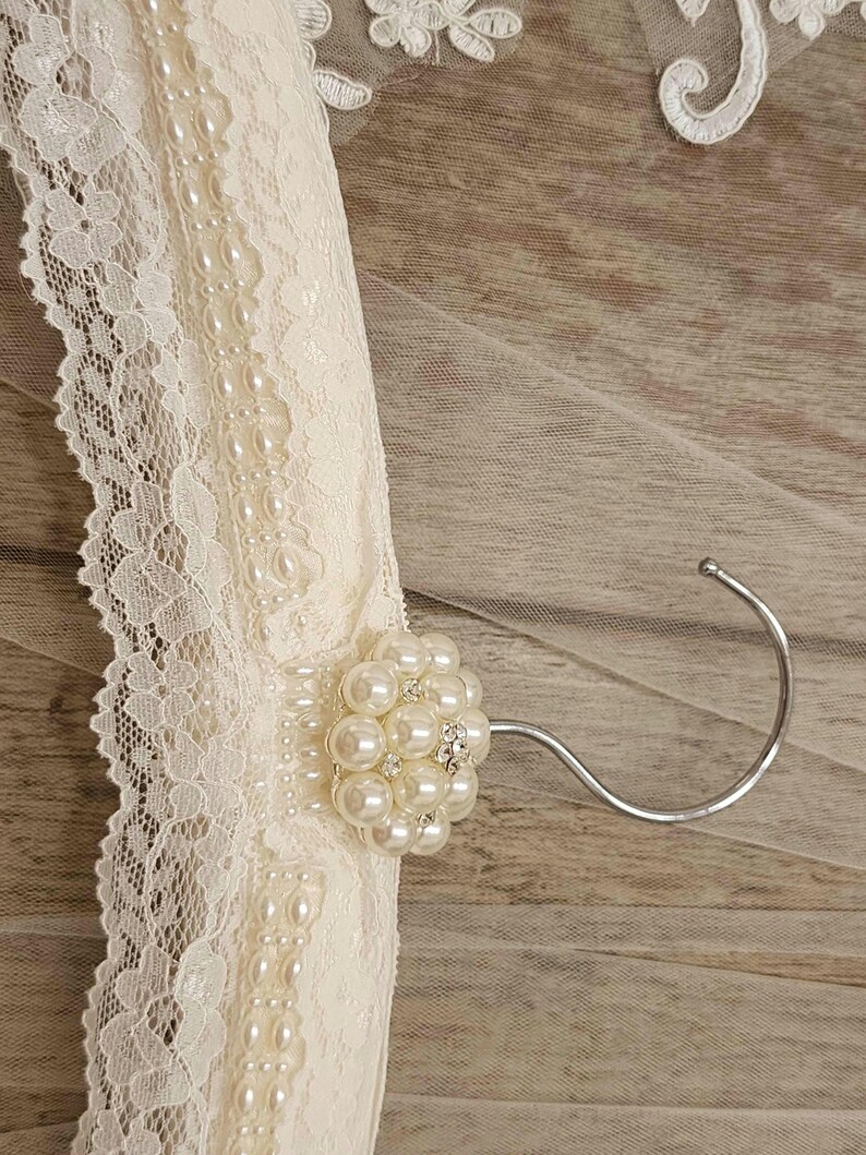 Lace Wedding Dress Hanger: Pearl Rhinestone, Ivory Lace, Brides Gift - Etsy