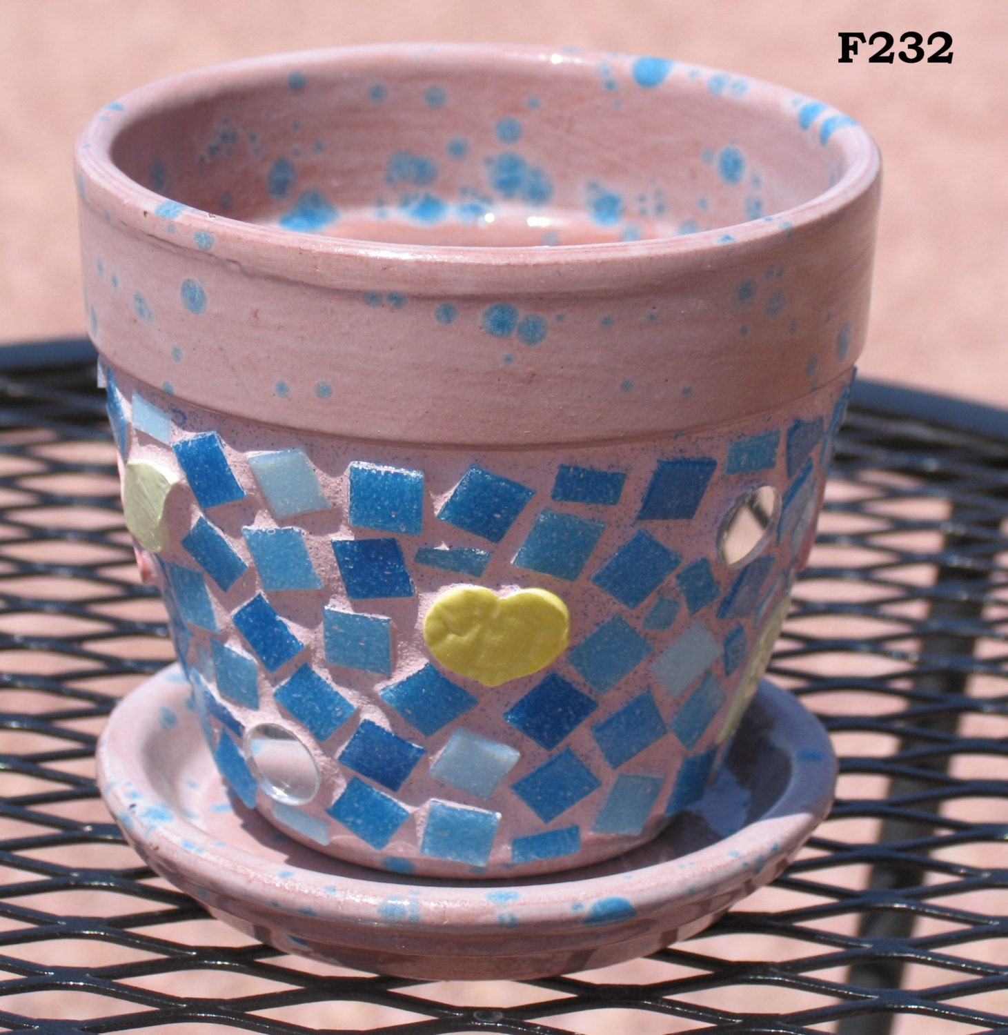 4 Inch Pretty Pink Mosaic Flower Pot Look Great in Your Yard - Etsy