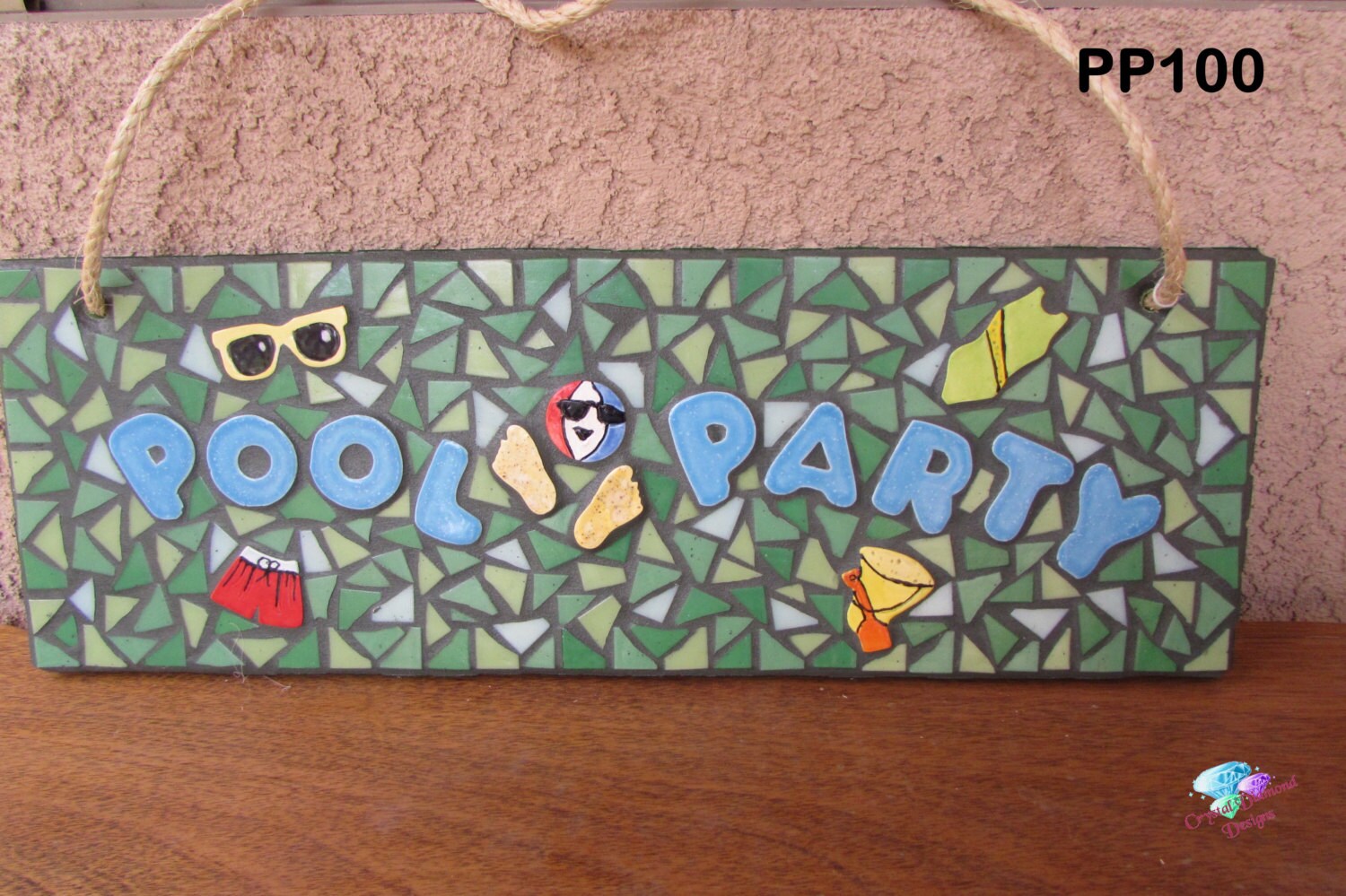 Pool Party Plaque Mosaic Handmade House Sign Fo Your Home - PP100 - Etsy