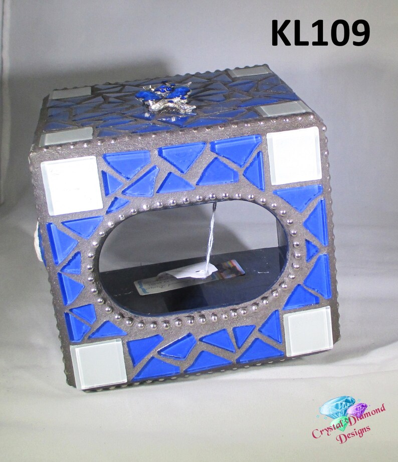 Blue and White Glass Tissue Box Cover for Bedroom or Kitchen Handmade ...