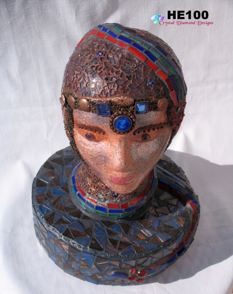 Snake-lady-mosaic-art-head-sculpture-one-of-a-kind-great-in-yo - Etsy