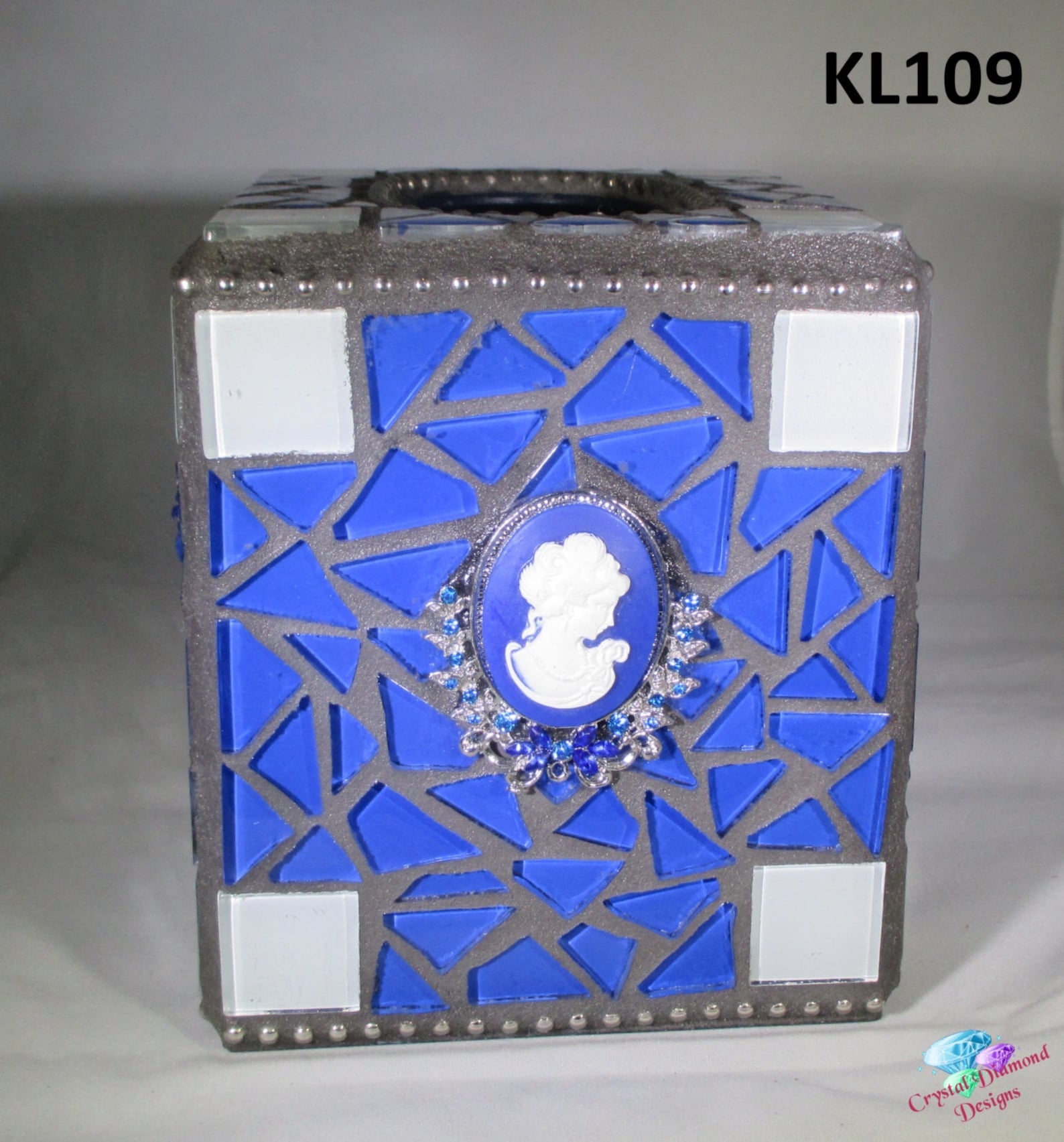 Blue and White Glass Tissue Box Cover for Bedroom or Kitchen Handmade ...