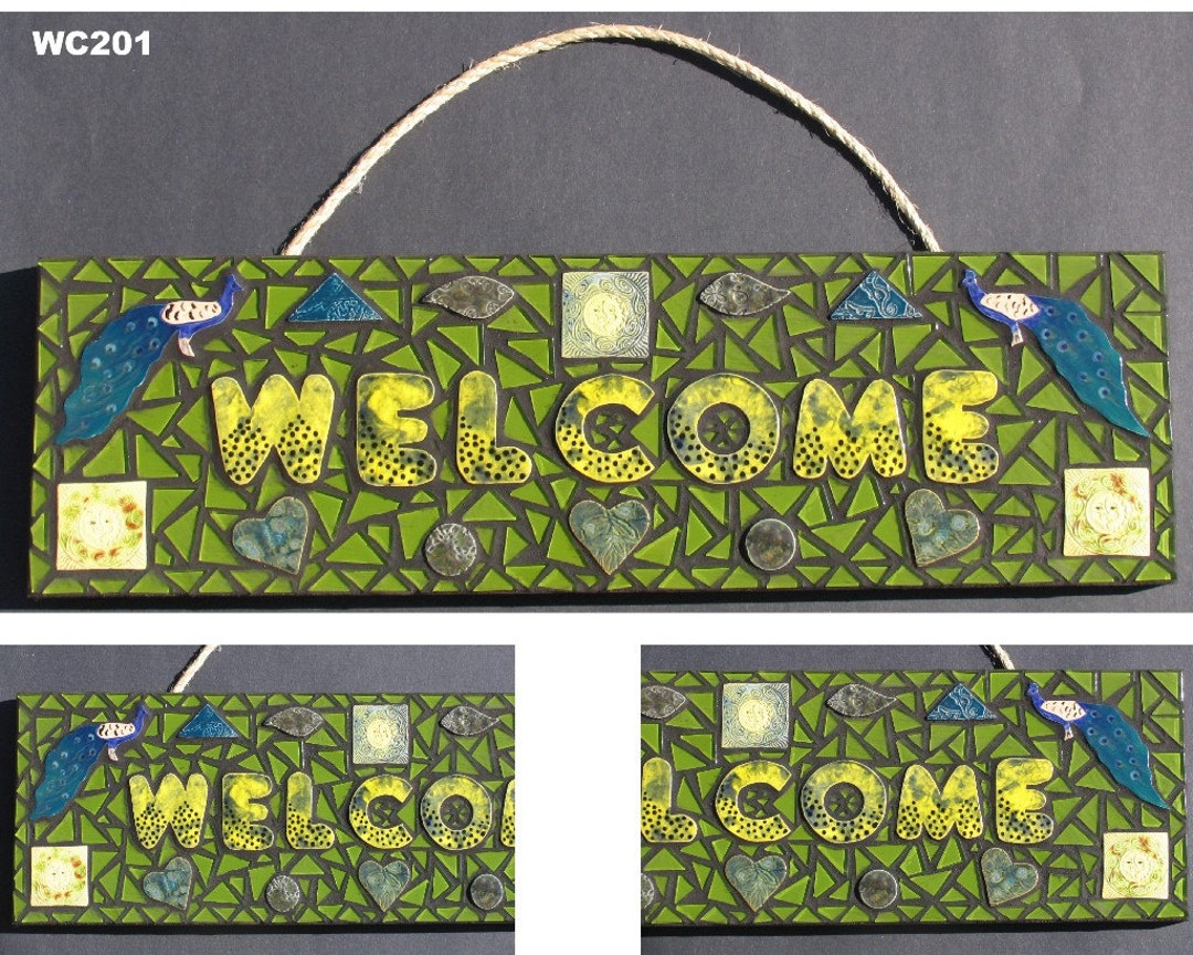 Peacock Welcome Mosaic Handmade House Sign - WC201 - Etsy