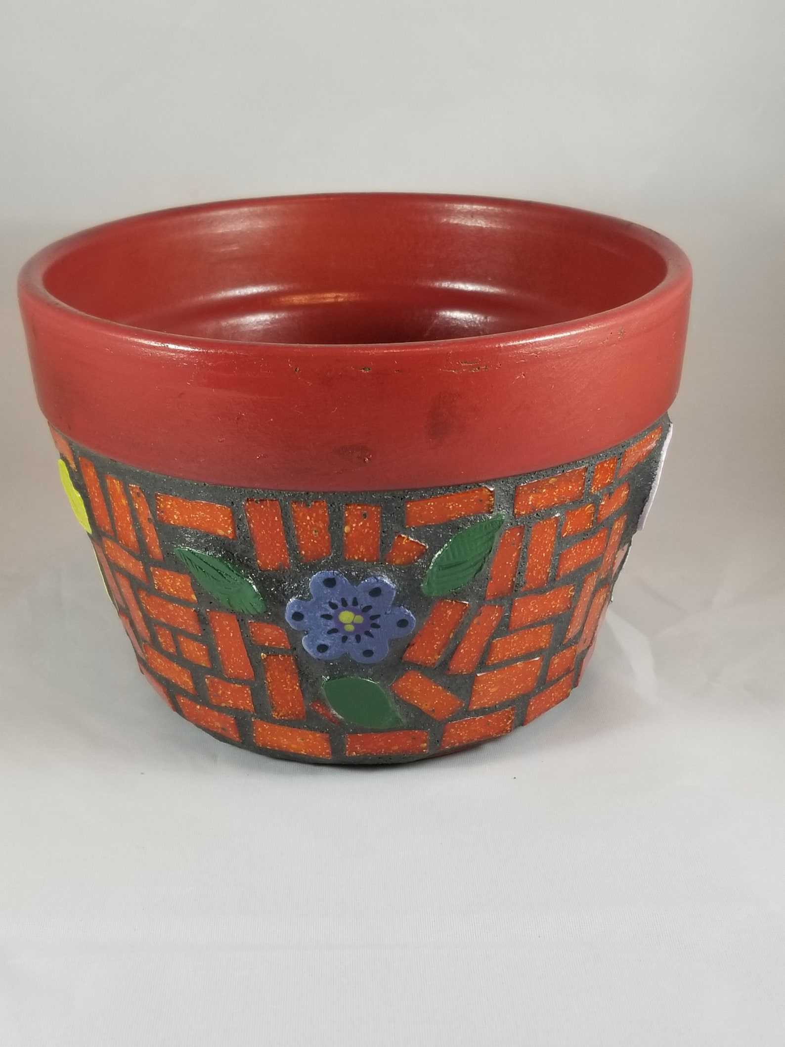 Flower Pot Planter Handmade Tiles & Glass Chili Tiles Mosaic Planter ...