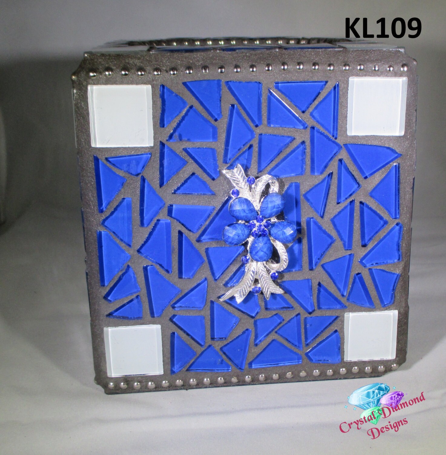 Blue and White Glass Tissue Box Cover for Bedroom or Kitchen Handmade ...