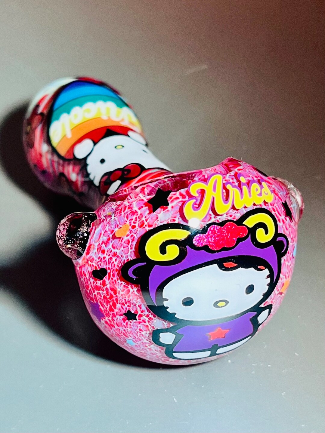 Hello Kitty Custom Pipe Designs Glass Piece Spoon Vinyl Art 3.5 Bowl ...