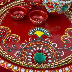 Beautiful Handpainted Thaal/thali With Kalash Diya Roli Tikka Bowls ...