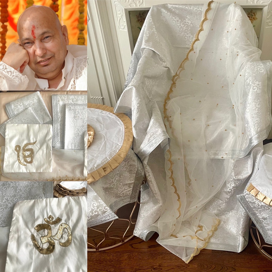 Jai Guruji White Silver Chola Set 11 Pcs Guruji Satsang Religious ...