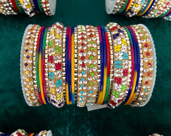 Multi Indian Bangle Stack Jewellery Bangles Set With Jewelled | Etsy