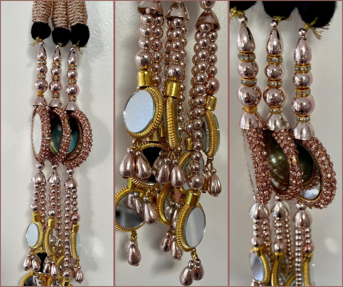 Mirror Paranda: Punjabi Hair Braid Accessory With Copper-gold Latkans ...
