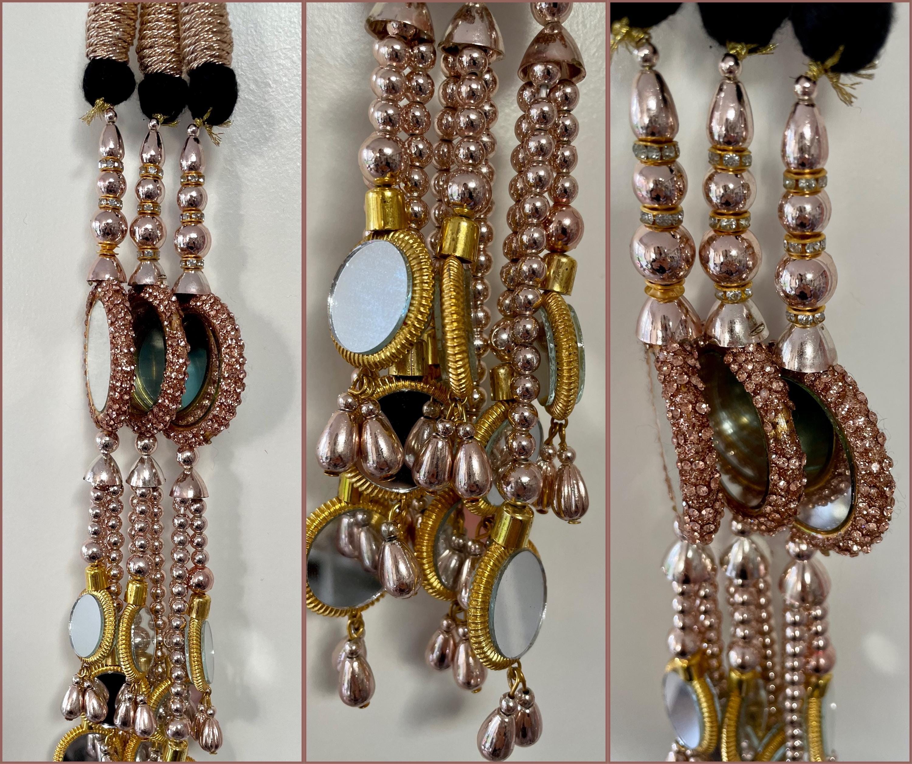Mirror Paranda: Punjabi Hair Braid Accessory With Copper-gold Latkans ...