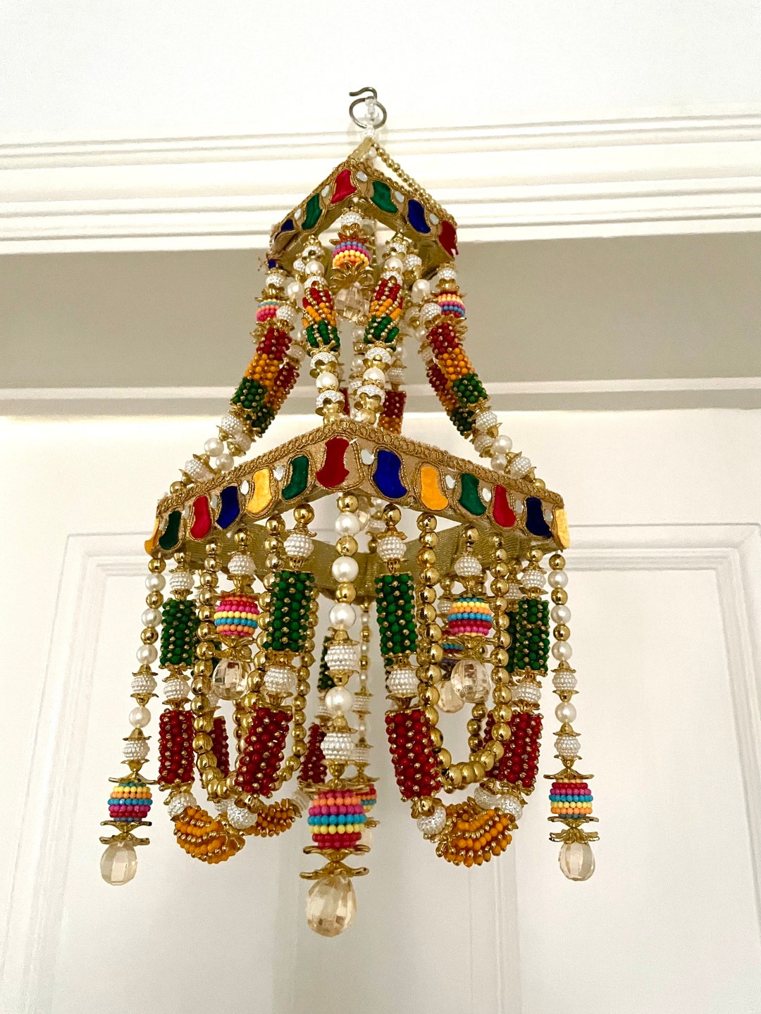 Jhoomar Beaded Door Hanging | Pearl Bead Latkan | Diwali Home Decor ...