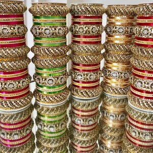 Indian Bangles Jewellery Diamanté Full Bridal Long Set Rajwada Style ...