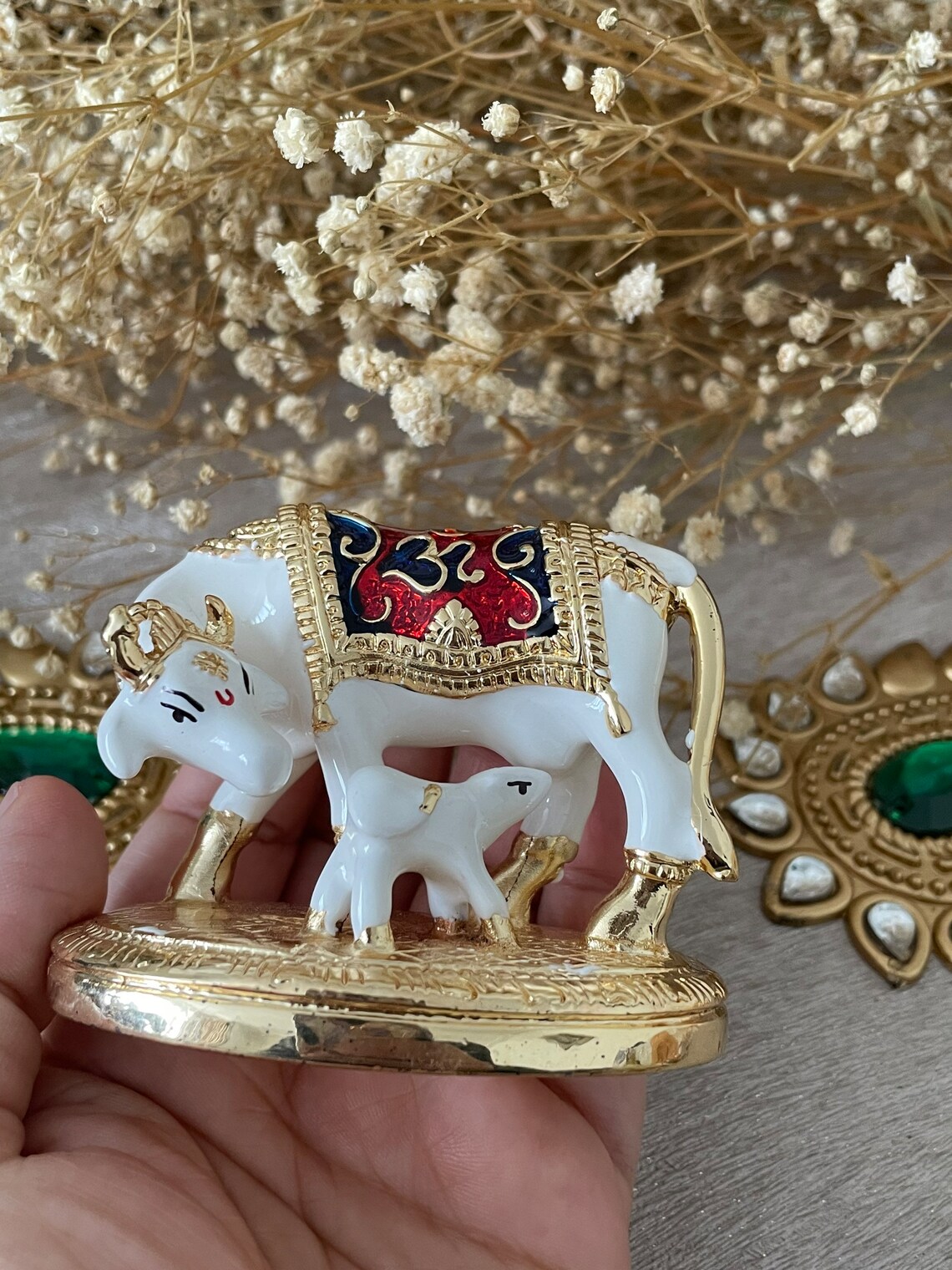 Kamdhenu Cow and Calf Figurine: Diwali Pooja, Shri Krishna, Govinda - Etsy