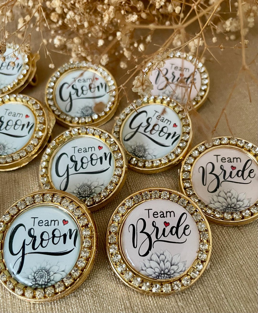 10*team Bride/groom Indian Wedding Brooches: Glittering Wedding Favors ...