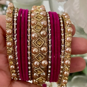 Indian Jewellery Bangles Stack Jewellery Velvet Metal Bangles Broad ...