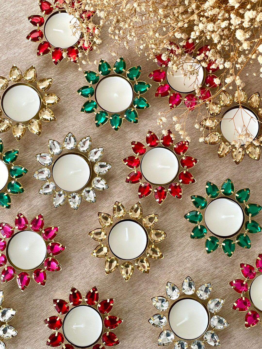 Wedding Favors Favours 12 Tea-light Candles Holder, Metal Crystals ...