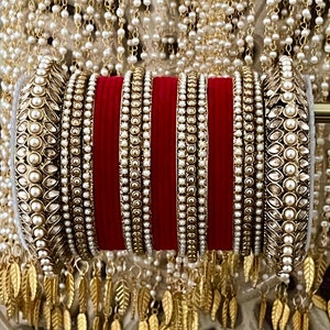 Beautiful Red Velvet Bangles Stack| Kundan Kangan L Indian Jewellery ...