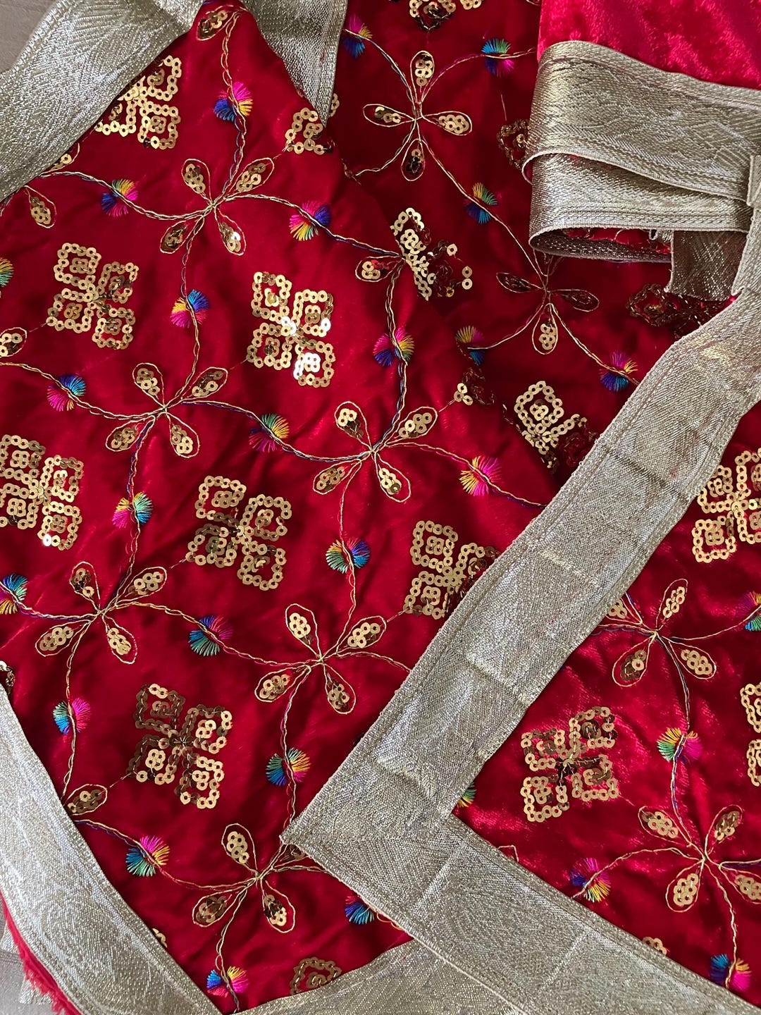 Rumala Sahib Velvet Shaneel Peacock Feather Style Embroidered Set: Sikh ...