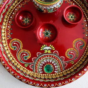 Buy Beautiful Handpainted Thaal/thali With Kalash Diya Roli Tikka Bowls ...