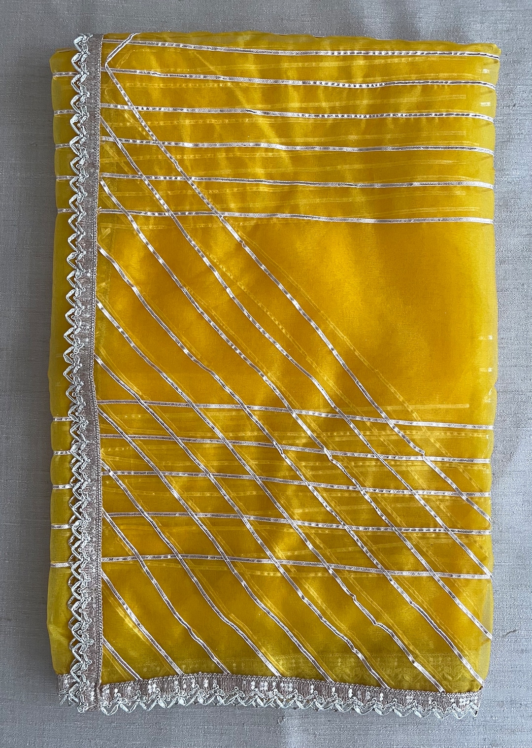 Yellow / Mango Yellow Organza Gota Dupatta Duppatta Stole Free Shipping ...