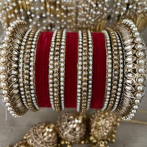 Beautiful Red Velvet Bangles Stack| Kundan Kangan L Indian Jewellery ...