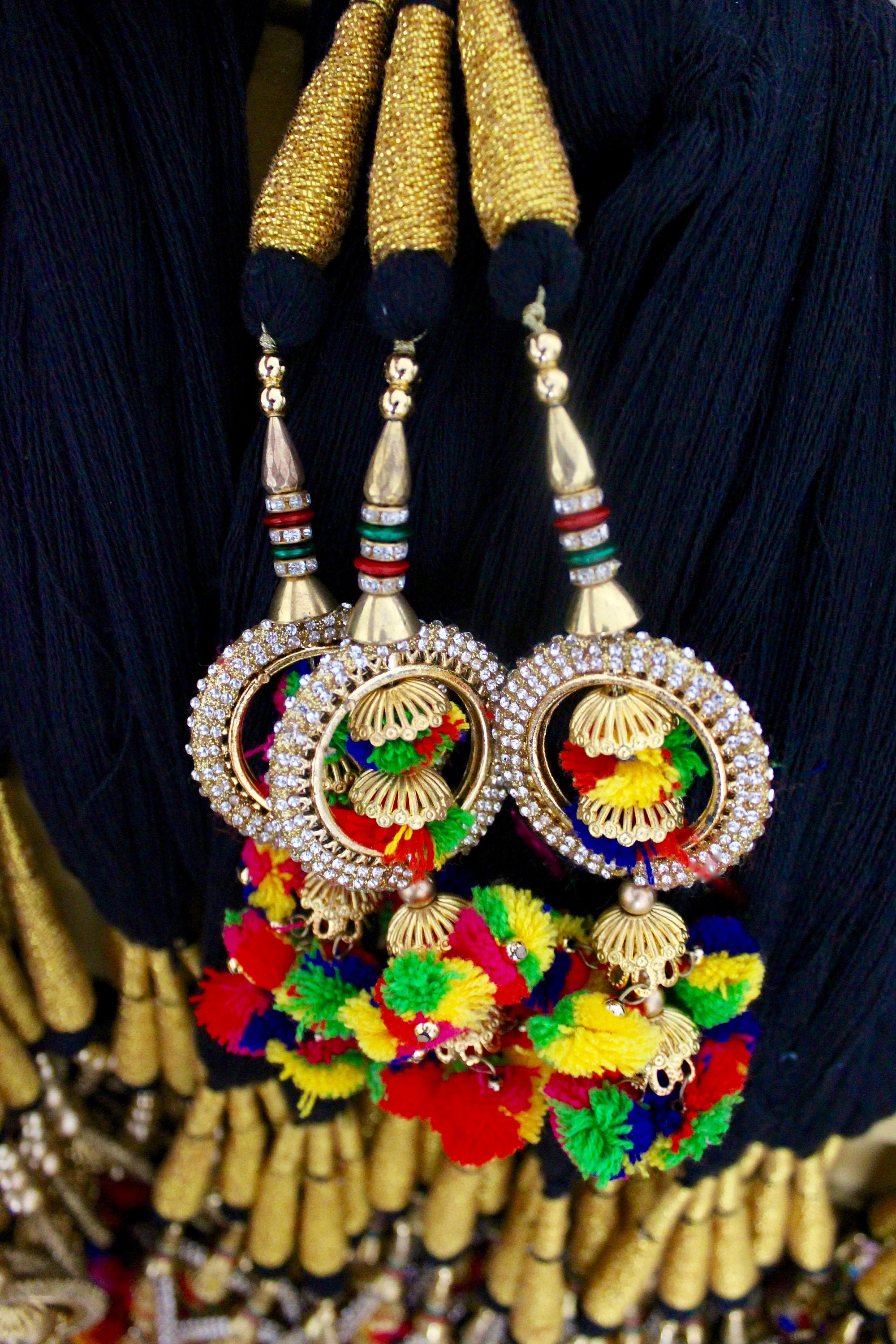 Multi Poms Poms Gold Paranda Parande Mehendi Sangeet Maiyo - Etsy UK