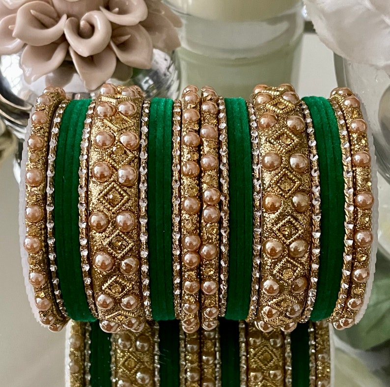 Indian Jewellery Bangles Stack Jewellery Velvet Metal Bangles Broad ...