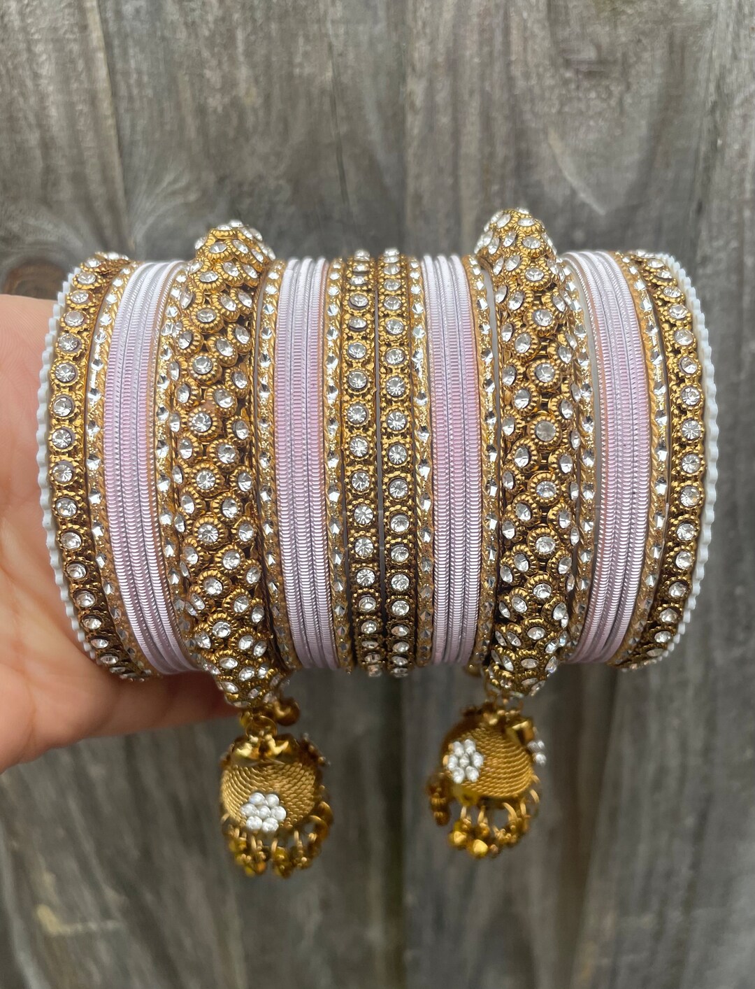 2.12 Size| Bangles Stack| Jhumki Latkan Style | Stuuded Stones| Indian ...