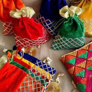 Lohri Gift Bags Drawstring Velvet for Return Favours Eid Gifts Mehendi ...