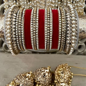 Beautiful Red Velvet Bangles Stack| Kundan Kangan L Indian Jewellery ...