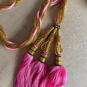 Silk Thread Paranda: Gold Tassel Hair Braid, Asian Wedding Accessory - Etsy
