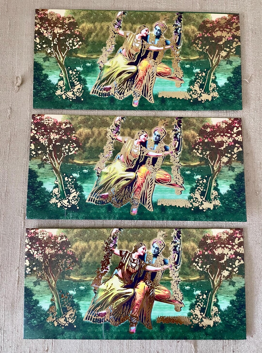 Radha Krishna Gold Foil Blessing Envelopes: Shagun Money Gift Cards ...