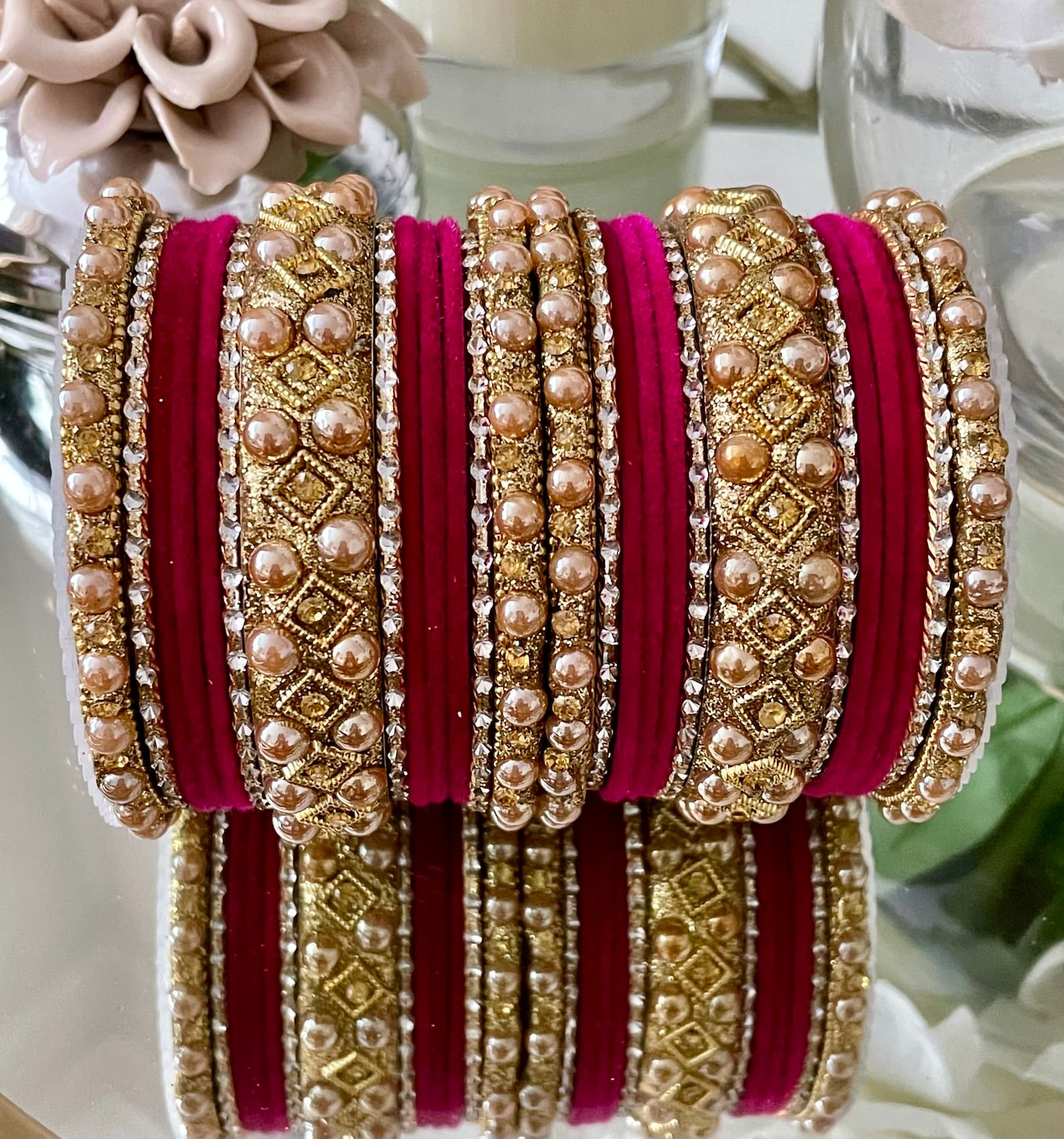 Indian Jewellery Bangles Stack Jewellery Velvet Metal Bangles Broad ...