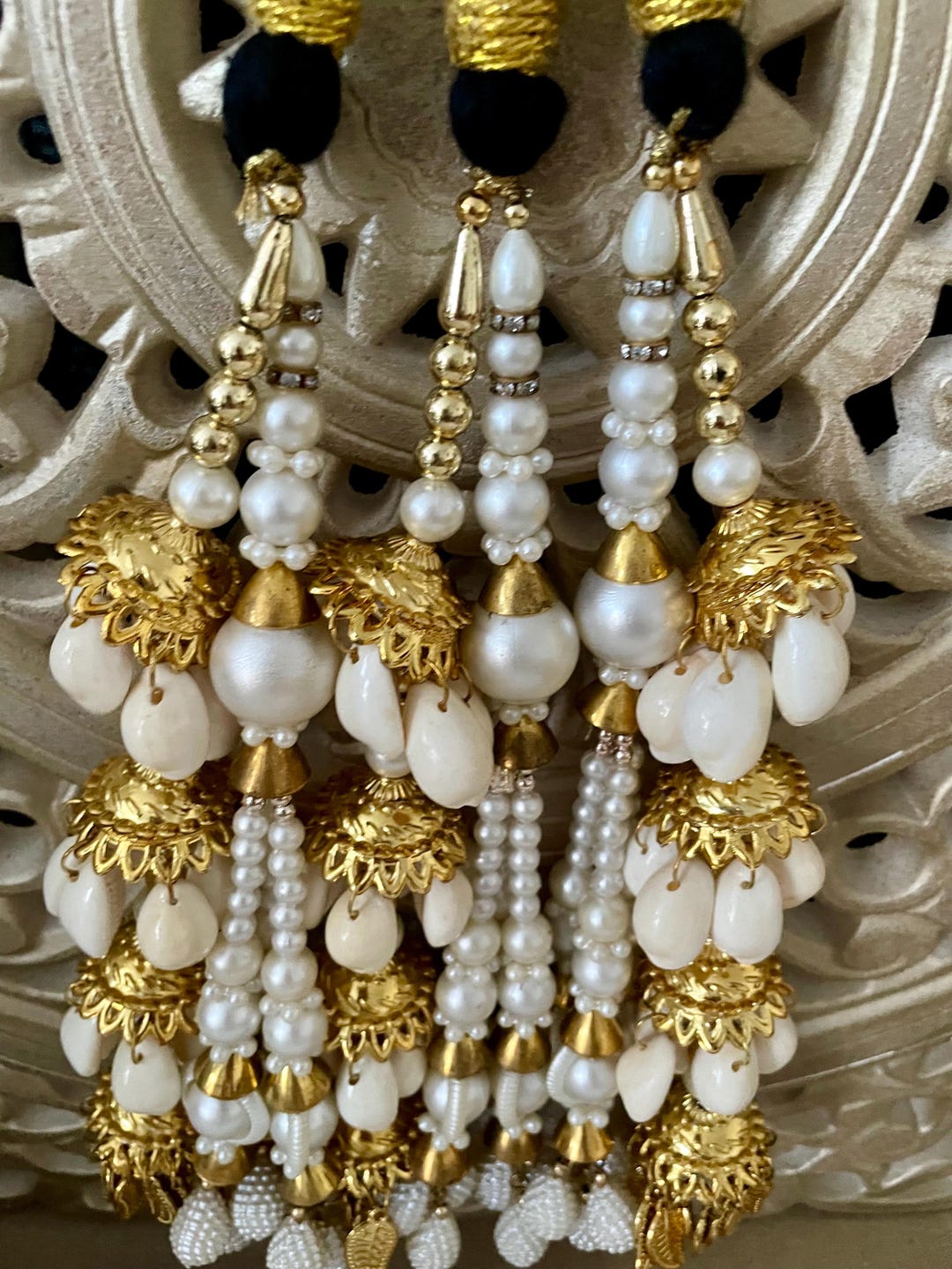 Bridal Paranda: Punjabi Wedding Hair Braid Tassel With Pearl & Cowrie ...